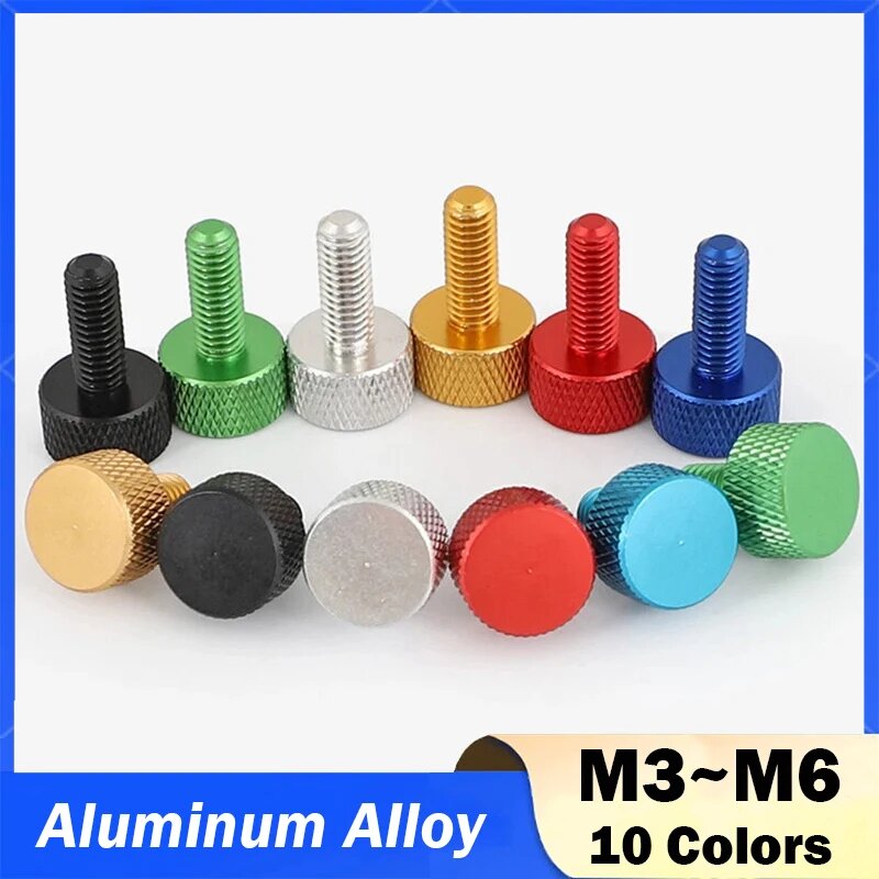 M3 M4 M5 M6 Цветные алюминиевые винты с накатанной головкой, ручные затягивающиеся винты с накатанной головкой, анодированные, подходят для боковых манометров компьютера своими руками
