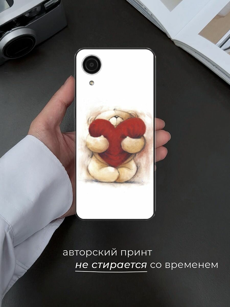 Чехол на Samsung Galaxy A03 Core / Самсунг Галакси А03 Core с принтом "Мишка с сердцем 1" — фото 1