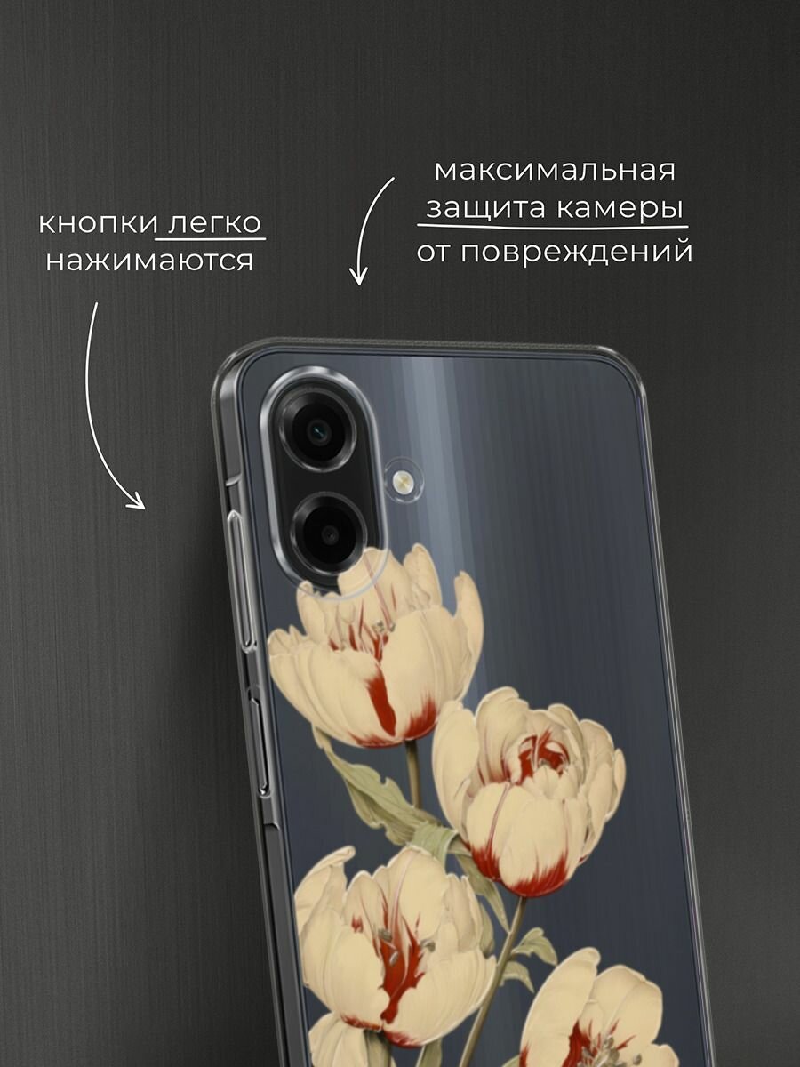 Чехол на Samsung Galaxy A07 / Самсунг А07 с принтом "Бежевые бутоны" — фото 1