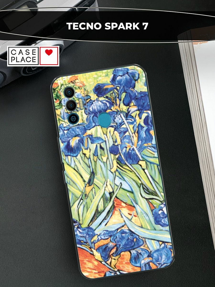 Чехол на Tecno Spark 7 / Техно Спарк 7 с принтом "Ирисы Ван Гог"
