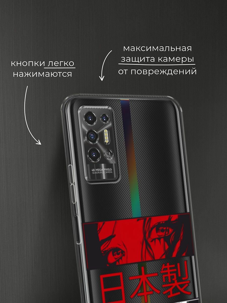 Чехол на Tecno Pova 2 / Текно Пова 2 с принтом "Аниме глаза манга", прозрачный — фото 1
