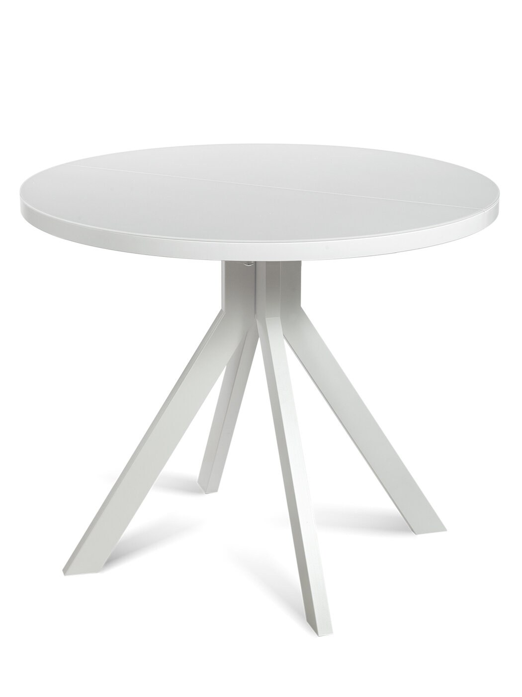 Стол стеклянный раздвижной OSAKA 90 WHITE GLASS W, 90(+35)х90 см (стекло белое глянец/белые ножки)