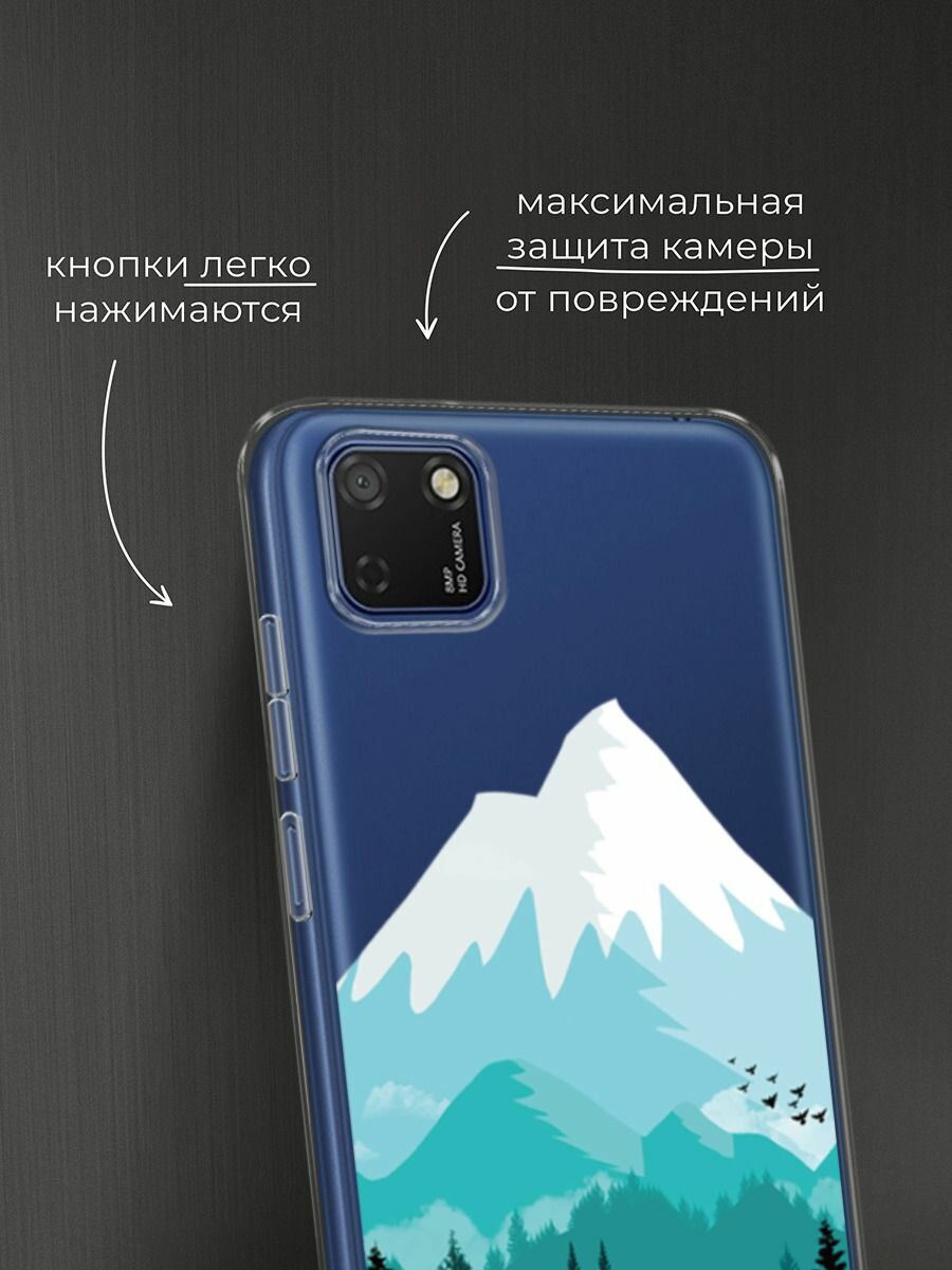 Чехол на Honor 9S/Huawei Y5p / Хонор 9S/Хуавей Y5p с принтом "Синяя снежная гора", прозрачный — фото 1