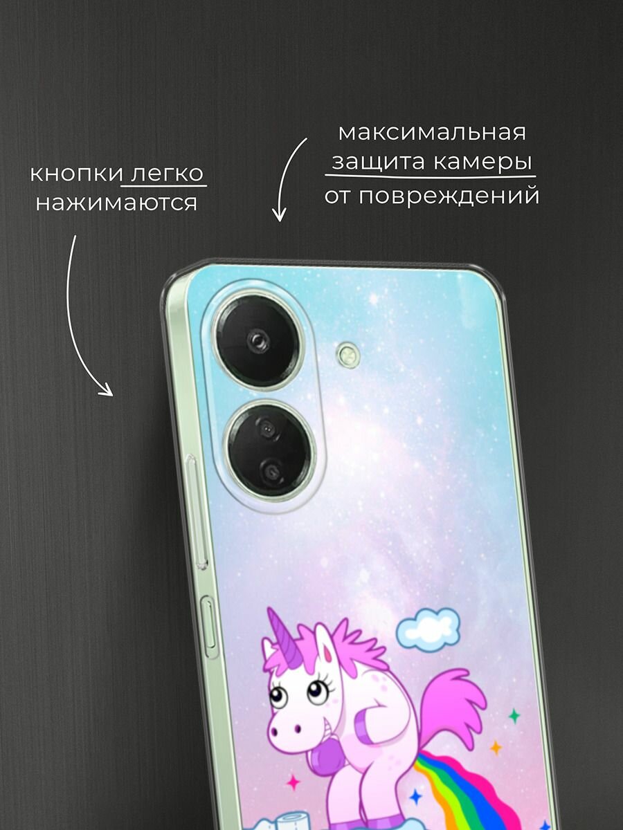 Чехол на Xiaomi Redmi 13C/Poco C65 / Сяоми Редми 13C/Поко С65 с принтом "Единорог какает" — фото 1