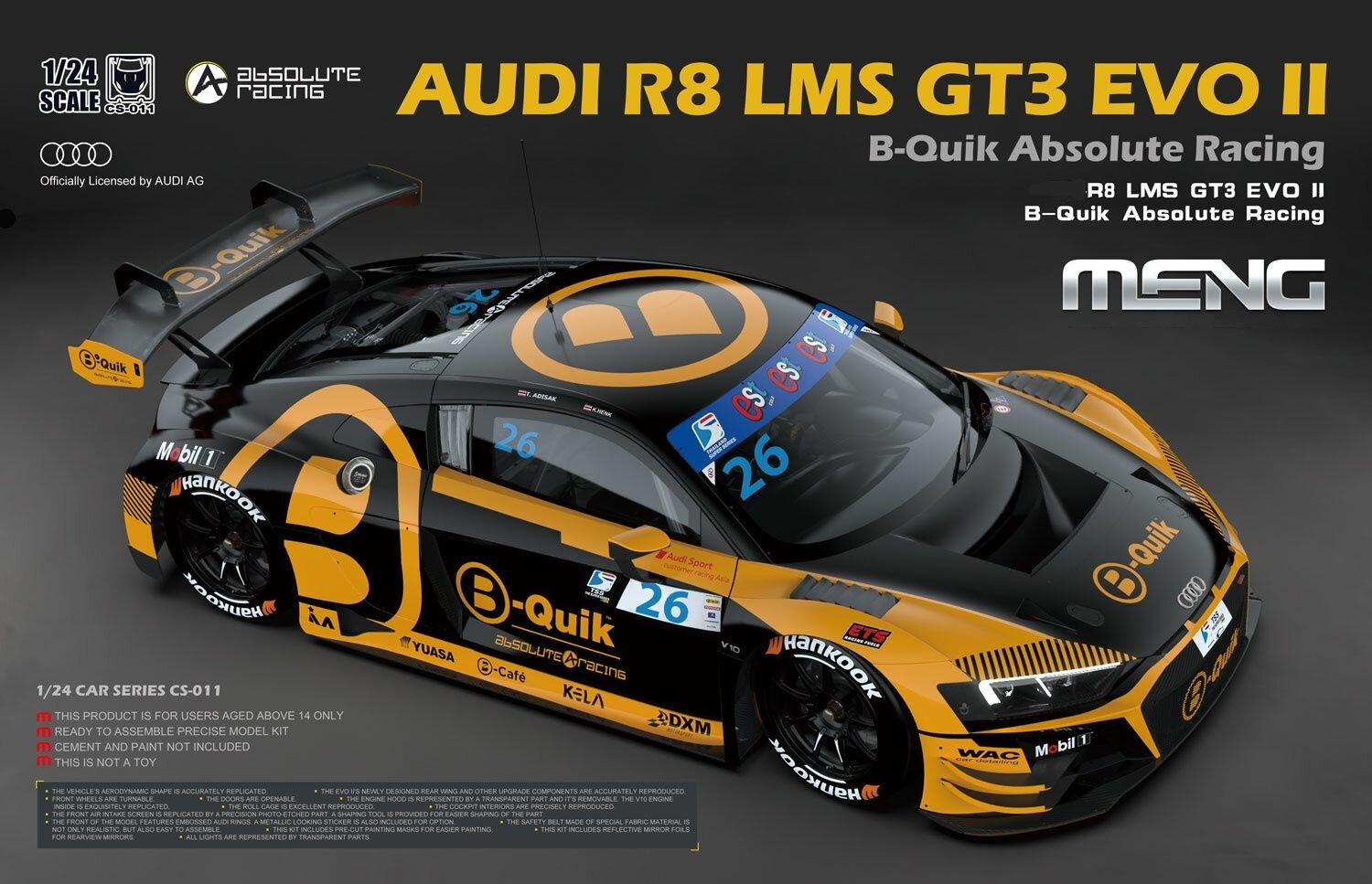 MENG CS-011 1/24 R8 LMS GT3 EVO II B-Quik B - Quik Абсолютная гоночная модель