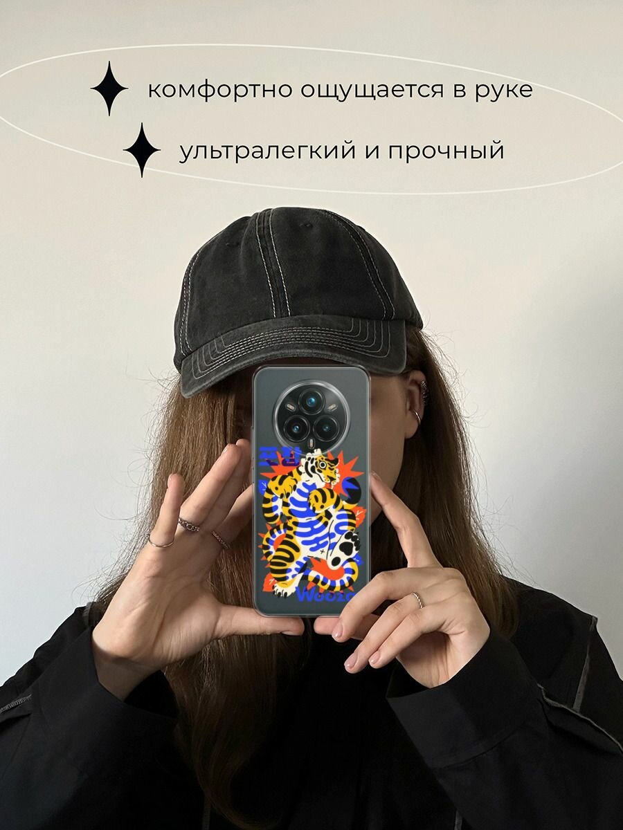 Чехол на Realme 14 Pro / Реалми 14 Про с принтом "Wooza", прозрачный — фото 1