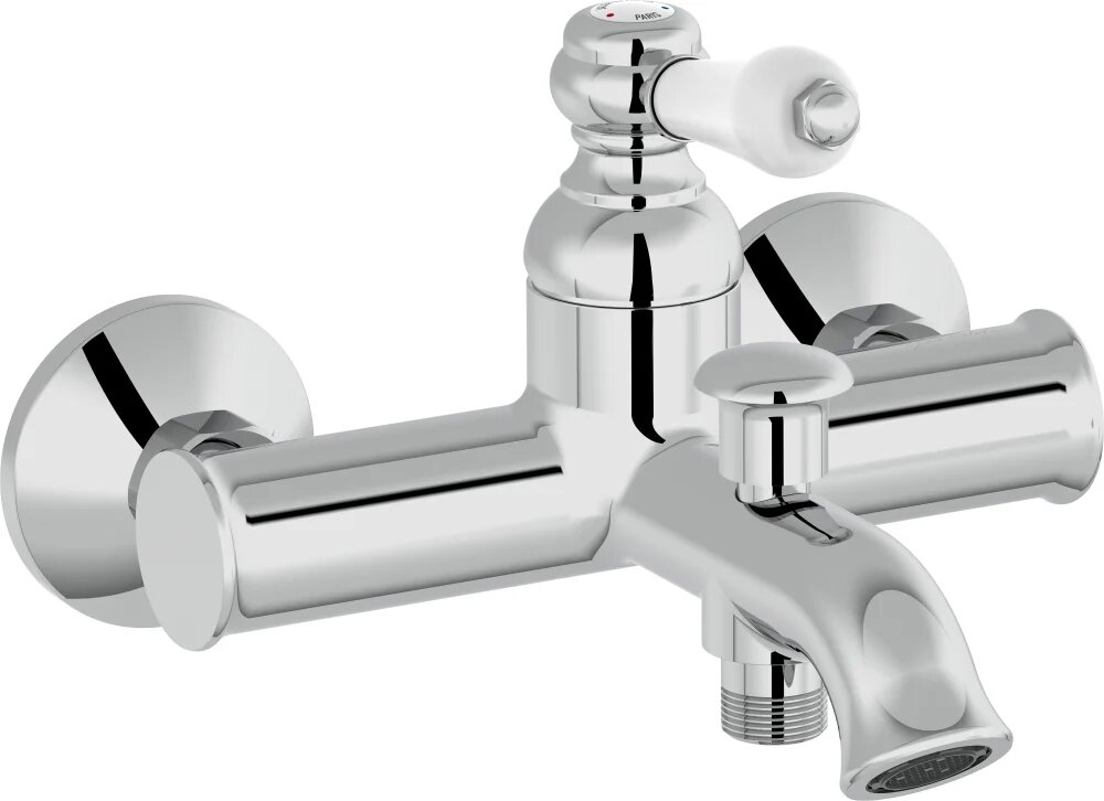 Смеситель для ванны с душем Jacob Delafon Louise E24363-CP настенный, однорычажный, хром, глянцевый, латунный, без лейки, с керамическим картриджем