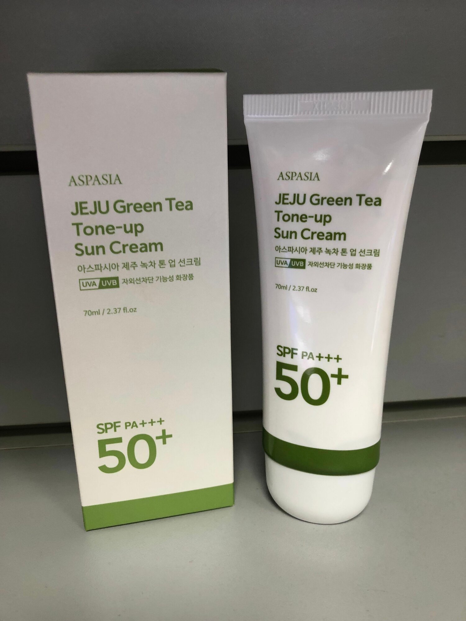 Крем Солнцезащитный для лица Aspasia SPF 50 PA+++ Tone-up белый с экстрактом зеленого чая, 70 мл
