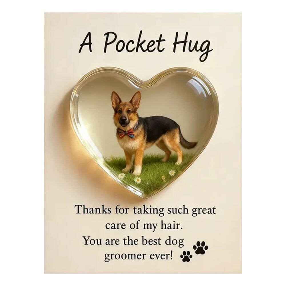 Подарок в виде сердечка «Карманное объятие» для грумеров, подарок в знак благодарности грумерам, сувенир из стекла в форме сердца с поздравительной открыткой, трогательный памятный подарок для салона груминга животных.