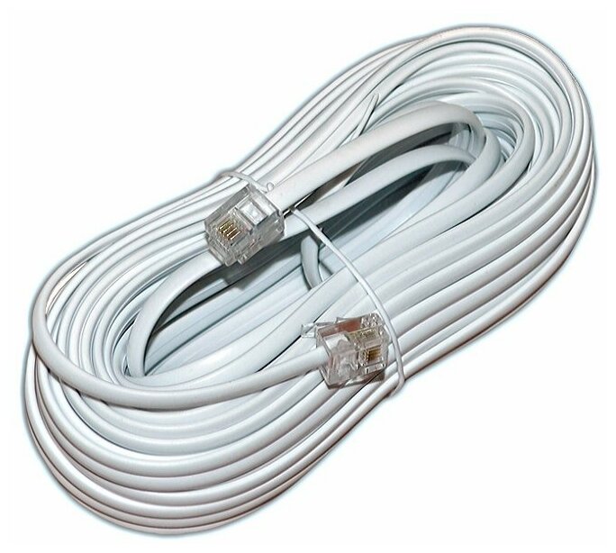 Кабель для телефона 6p4c Premier 6-400 15.0 WH патч-корд RJ11-RJ14 белый - 15 метров