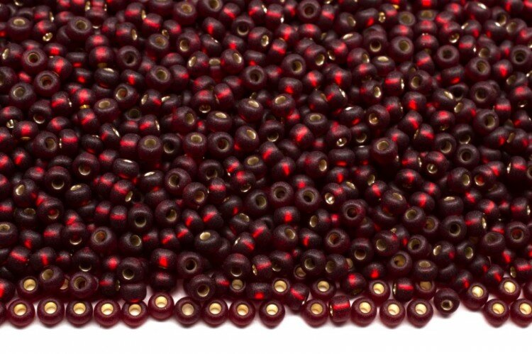 Бисер чешский PRECIOSA круглый 10/0 97120М матовый бордовый, серебряная линия внутри, 1 сорт, 50г