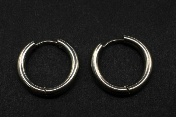 Основа для серег Кольца 20х3мм, цвет стальной, хирургическая сталь, 21-281, 1 пара