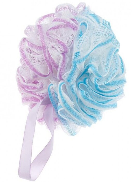 Dewal Beauty BCS-70 Мочалка для тела (70 г), белая с голубым, фиолетовым dewal beauty