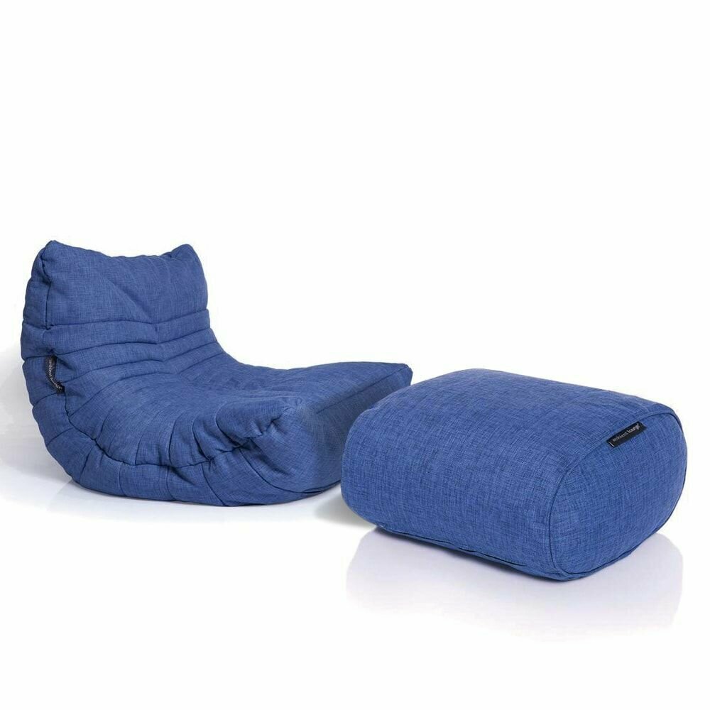 Кресло для отдыха дома с оттоманкой Ambient Lounge - Acoustic Lounge - Blue Jazz (Sofa Weave) - комплект мебели на балкон, в гостиную, для домашнего кинотеатра