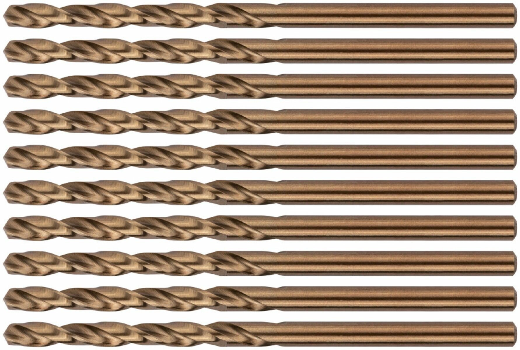 Сверло 10 шт по металлу (3,2х65 мм, кобальт 5%, HSS, Р6М5К5) FIT Профи