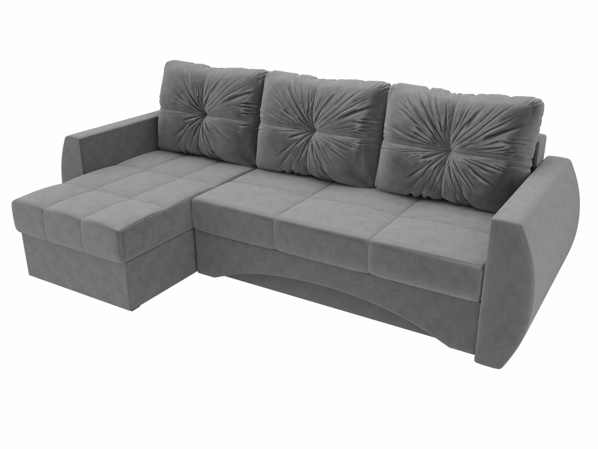 Artum Угловой диван Сатурн флок серый левый