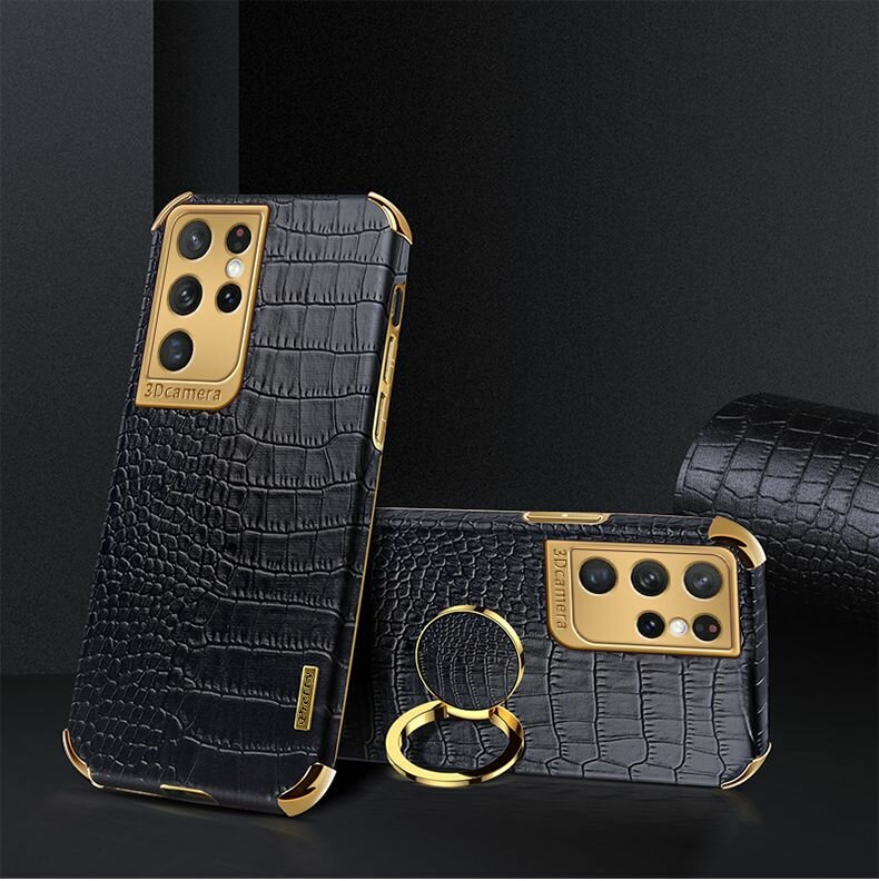 Чехол MyPads для Samsung Galaxy S21 Ultra (черный) с подставкой