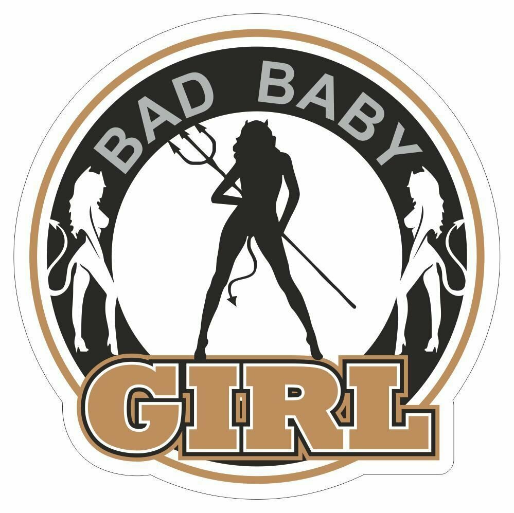 Наклейка круг "GIRL"(bad baby), 100х100мм, золотая, Арт рэйсинг