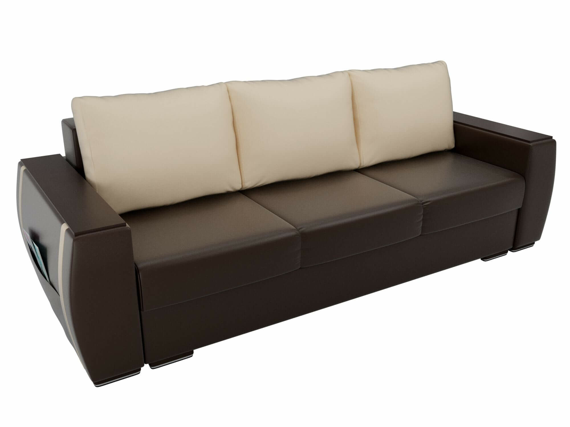 Artum Прямой диван Брион эко кожа коричневый подушки бежевые