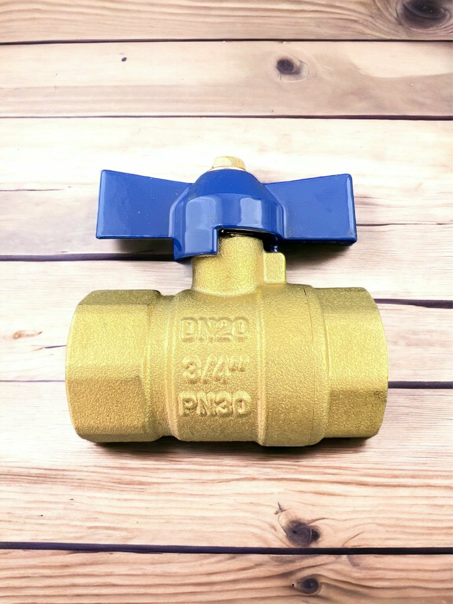 Кран шаровый для воды 3/4 дюйма латунный полнопроходной, ВН-ВН, ручка - бабочка