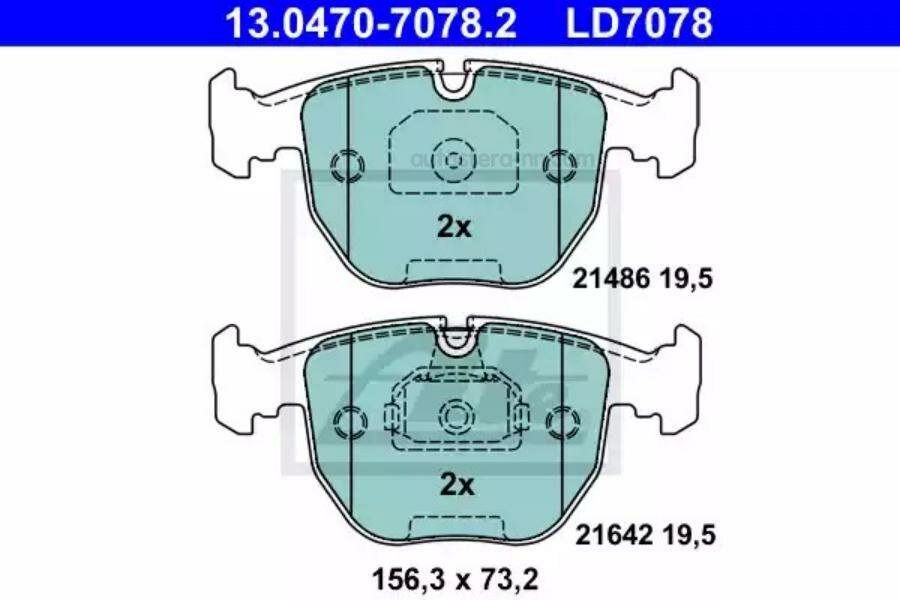 ATE 13047070782 Колодки тормозные дисковые передн, CERAMIC, BMW: 5 520 d/520 i/525 d/525 i/530 d/530 i/540 i 95-03, 5 Touring 520 d/520 i/525 d/525 i/530 d/530 i/540 i 97-04, 7 740 i, iL 94-01,