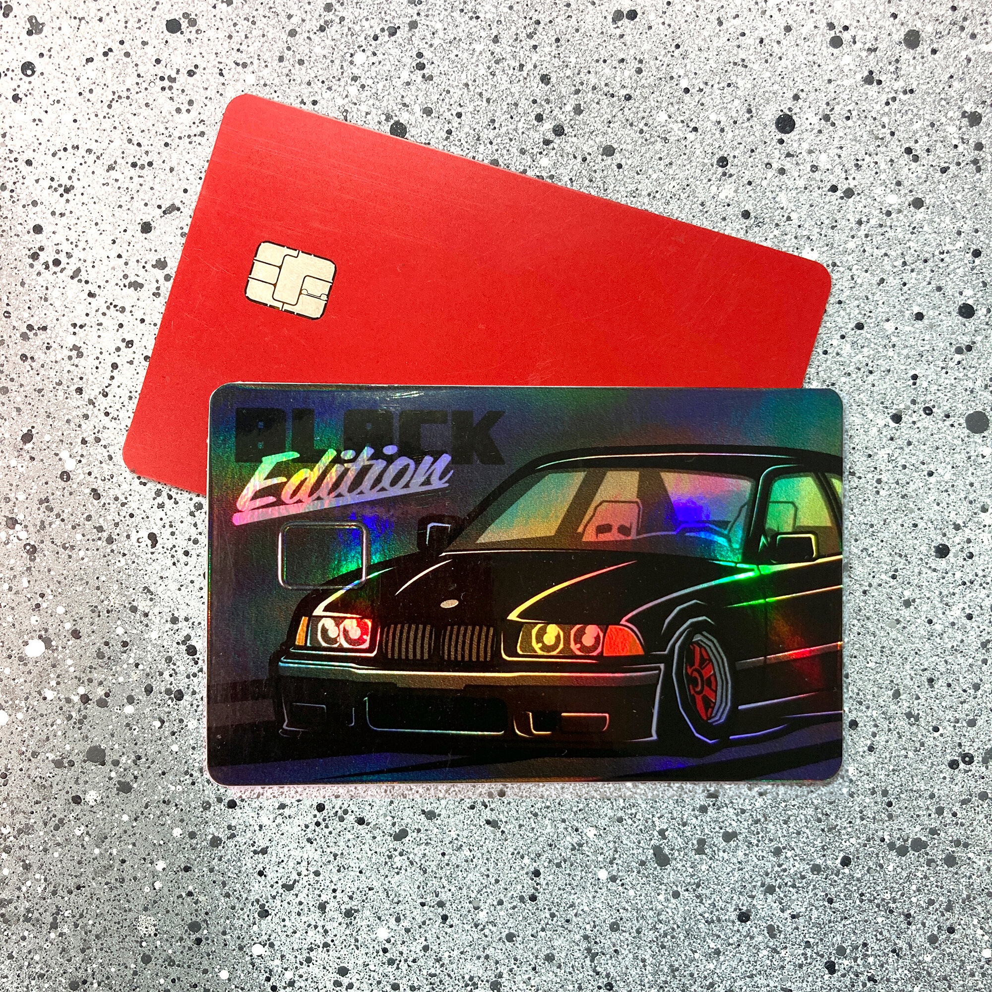 Наклейка на карту BMW E36 black edition голография