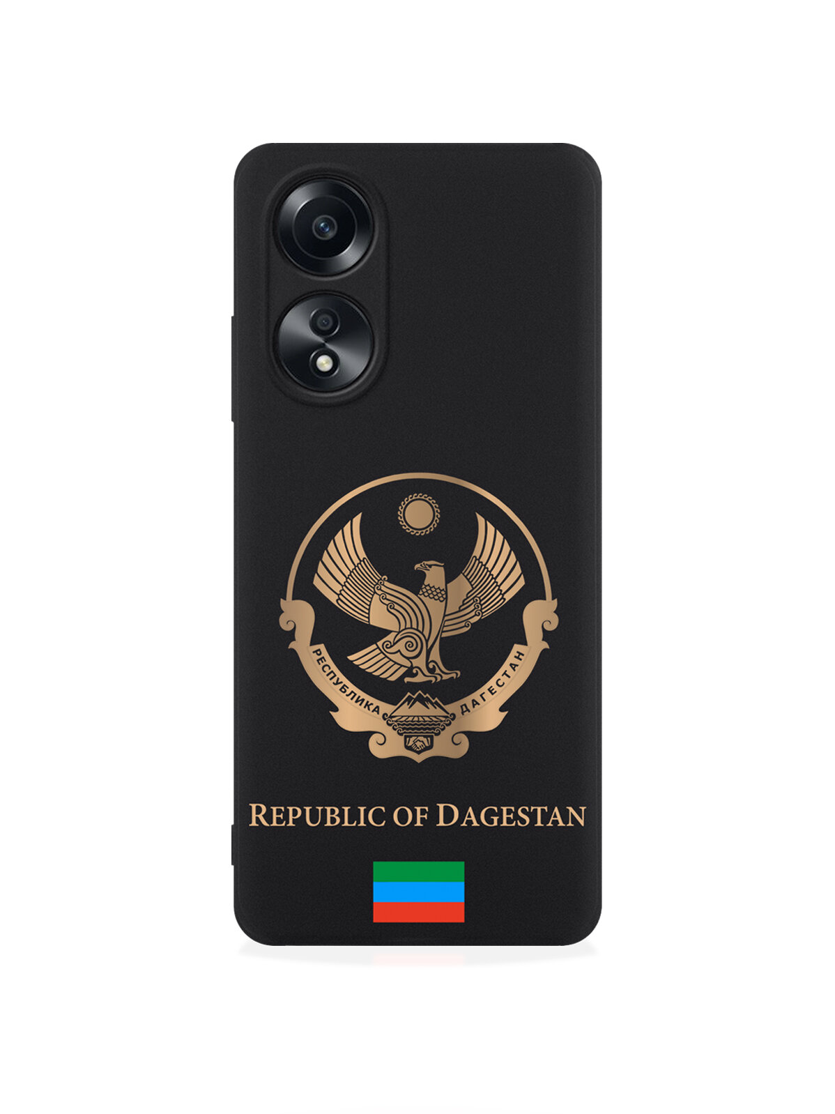 Черный силиконовый чехол SignumCase для Oppo A58 4G Золотой Герб Дагестана