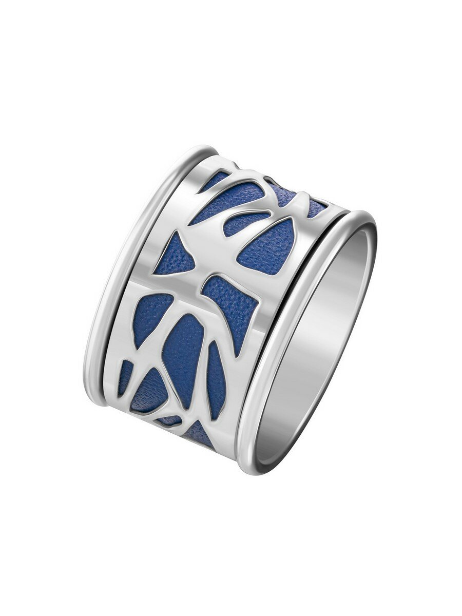 Кольцо, серебро, 925 проба, кожа