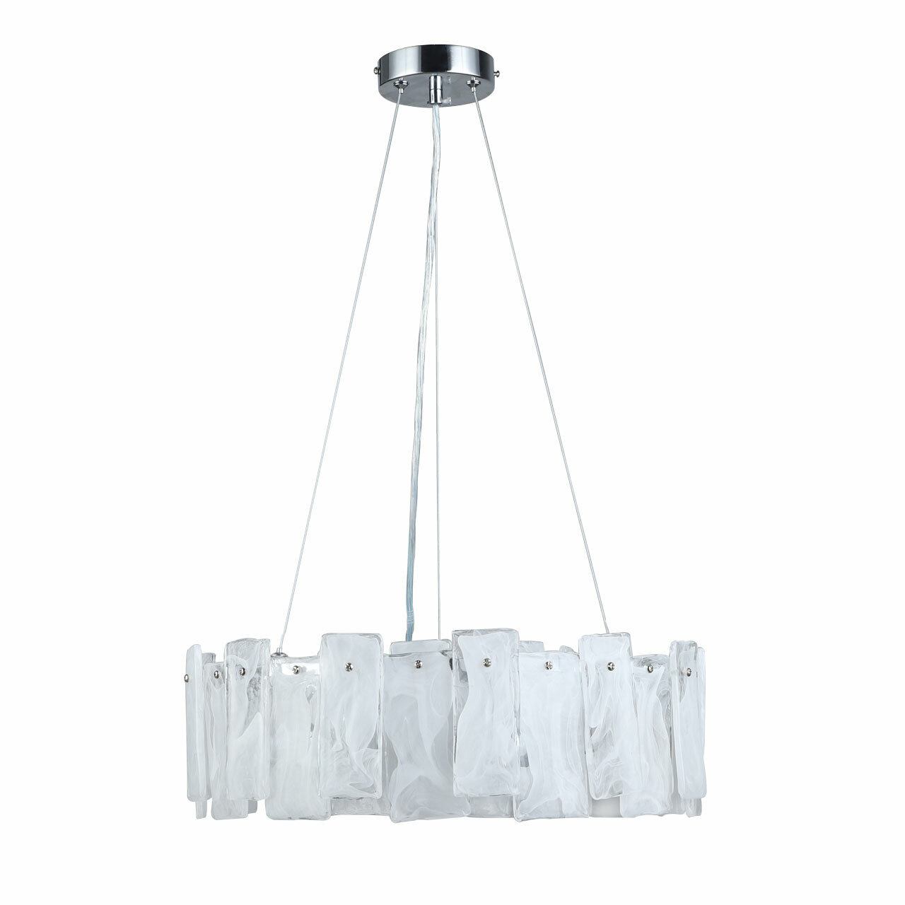 Люстра подвесная, светильник De City Бриз 111018906, 6*60W Е14 2700К, цвет: хром, белый