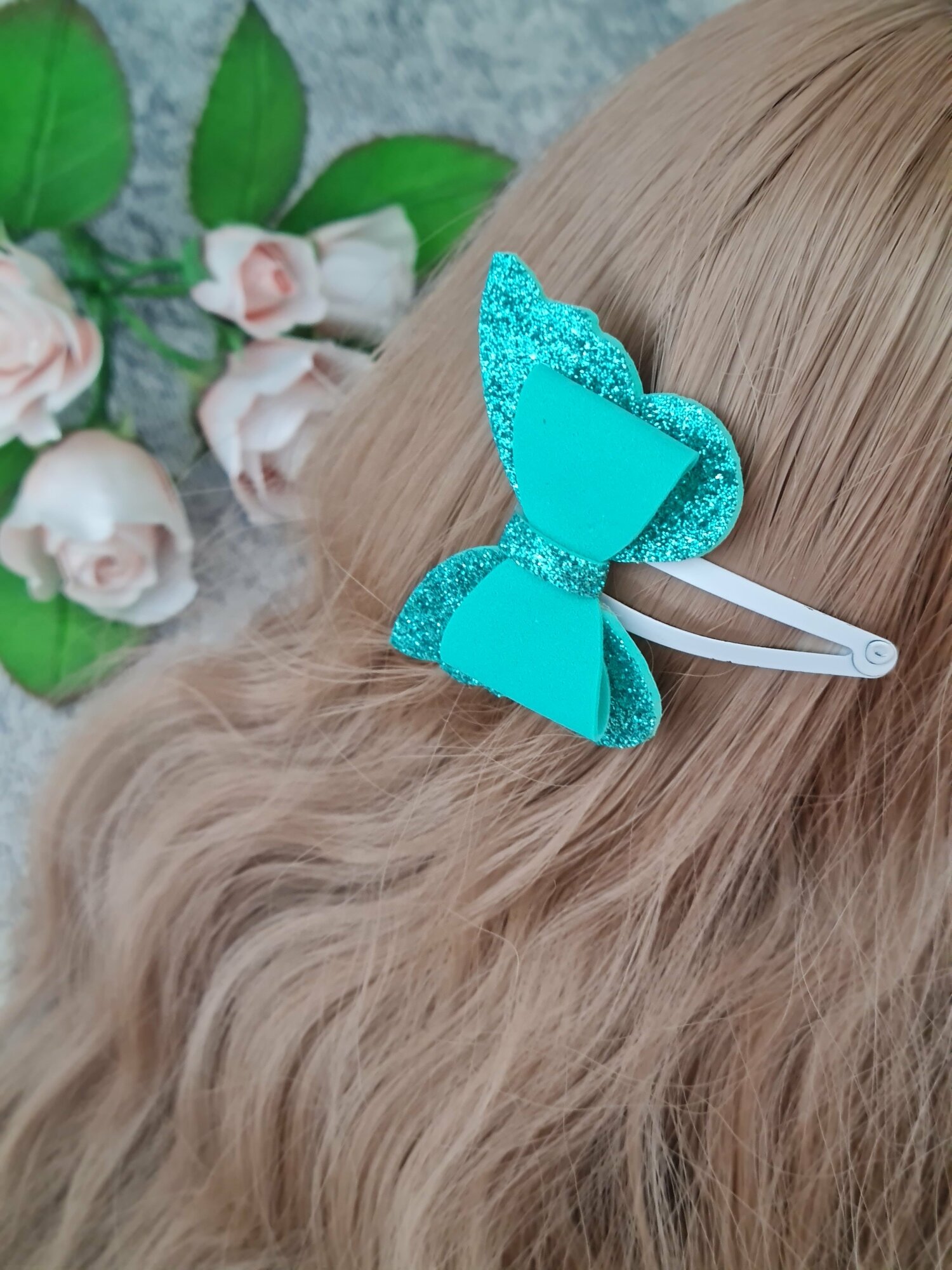 Заколка для волос "Бабочка" голубая