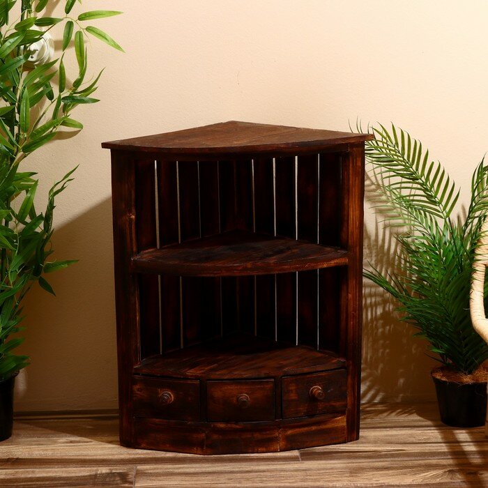 Стеллаж угловой «Бали стайл», 40×40×70 см, дерево албезия, коричневый