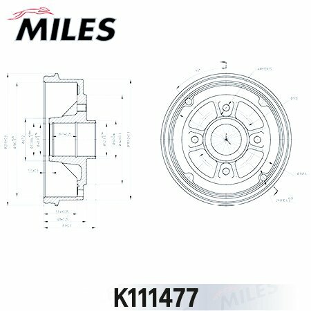 MILES Барабан тормозной RENAULT LOGAN/CLIO/MEGANE (d 180mm)