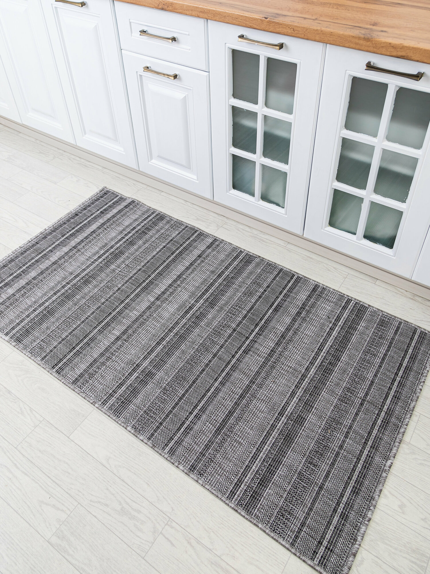 Ковер безворсовый прямоугольный 52108 Gray 150 х 400 см; в эко-стиле; современный плетеный ковер на пол в столовую; 1.5 х 4 м; джутовый основа