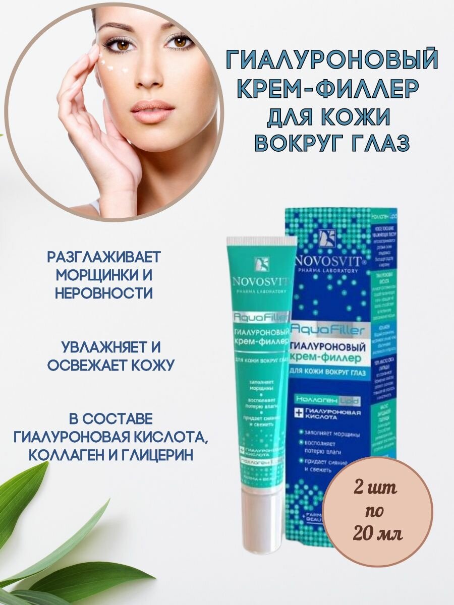 NOVOSVIT AQUAFILLER гиалуроновый крем филлер вокруг глаз 2шт по 20МЛ