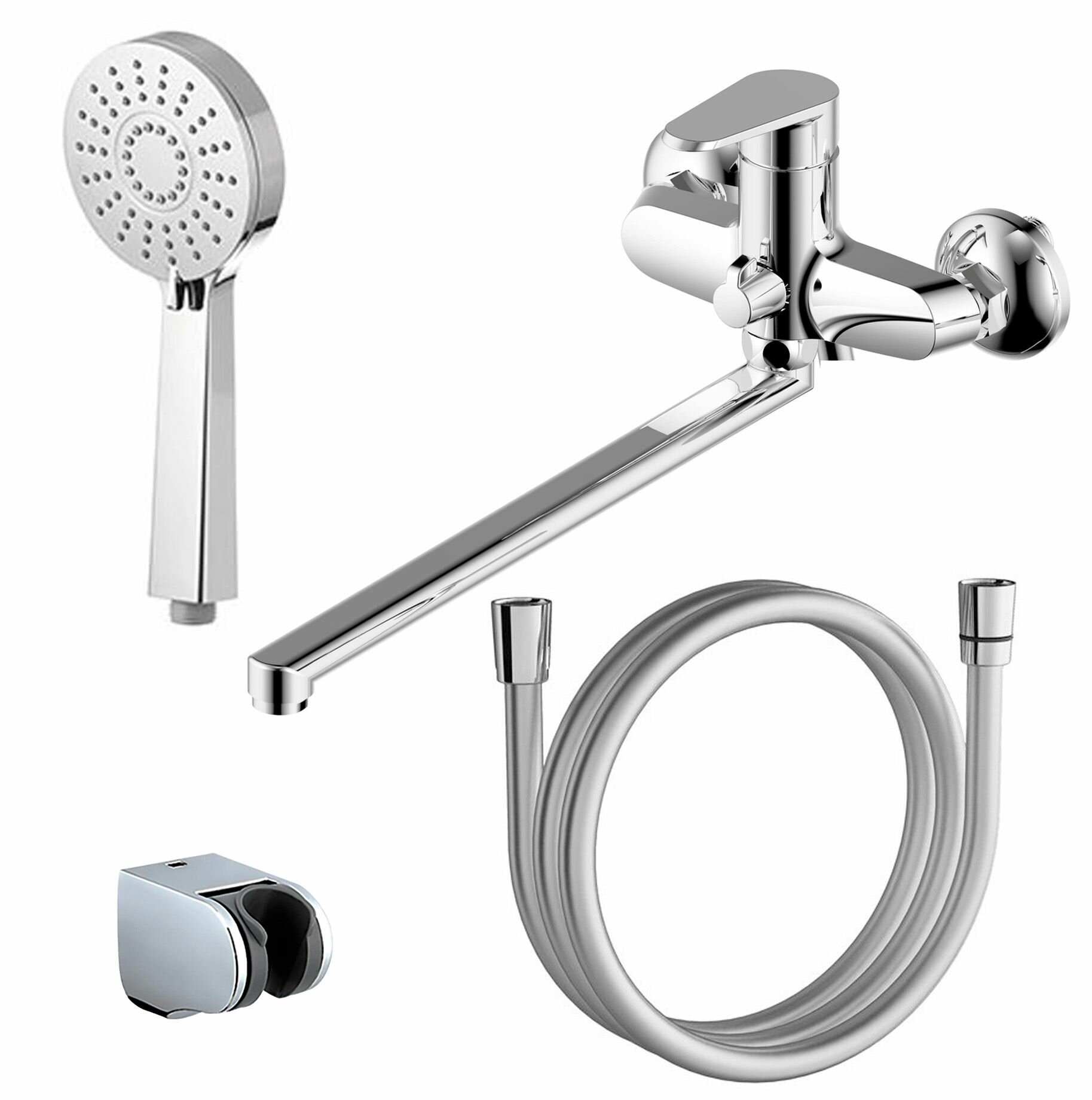 Смеситель Azario CASTELO для ванны с ручным душем, керамический картридж, хром (AZ-VJC138274C)