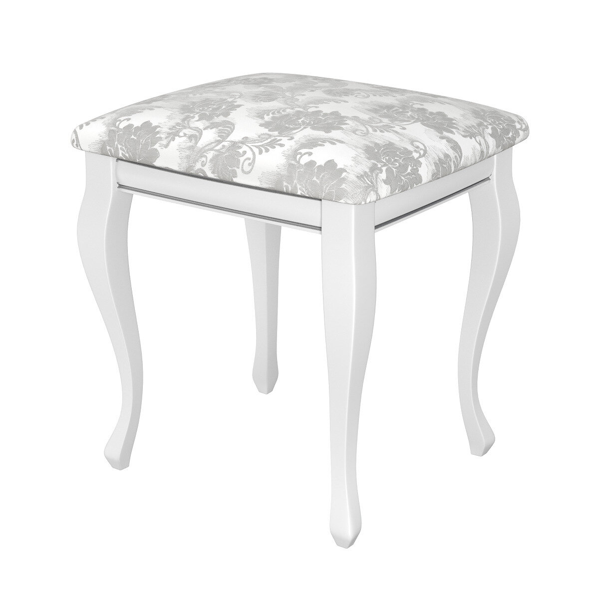 Табурет Румба с мягким сидением массив бука, с мягким сиденьем серый эмаль белая с патиной серебро