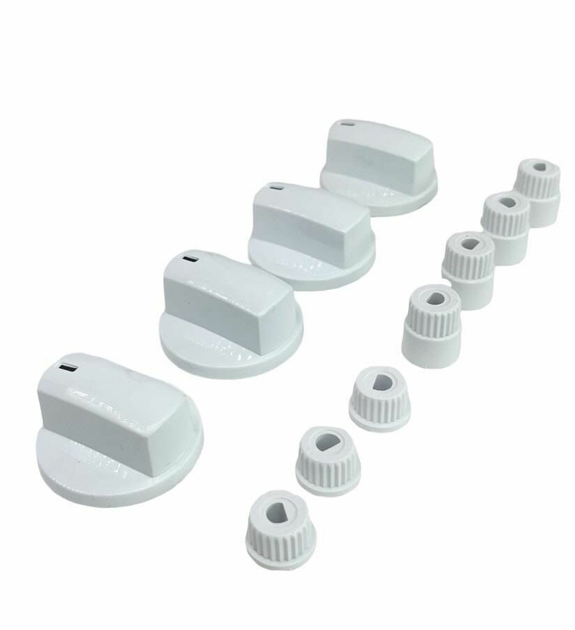 Ручки электрической плиты, универсальные, белые, (компл. 4шт + переходники), TU0025839