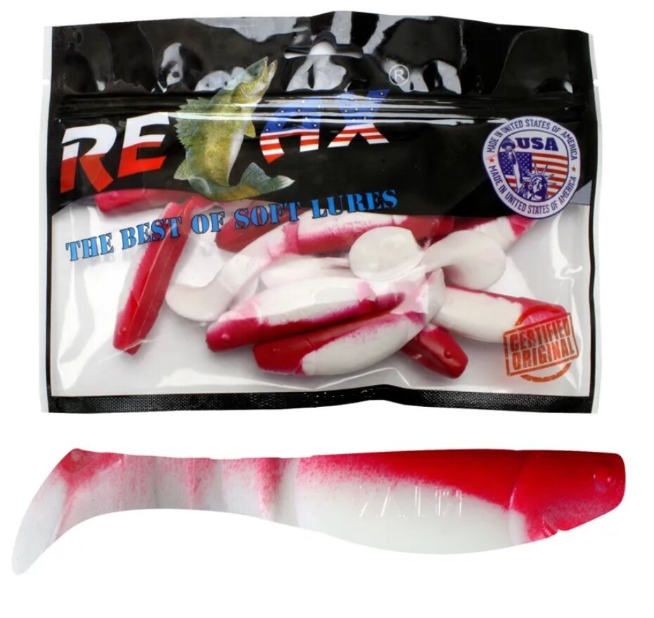 Мягкая силиконовая приманка риппер RELAX KOPYTO BLS L 4, 10,0cm 13,8g цвет S003 (Red, White, Standard) 1 уп. по 10 шт.
