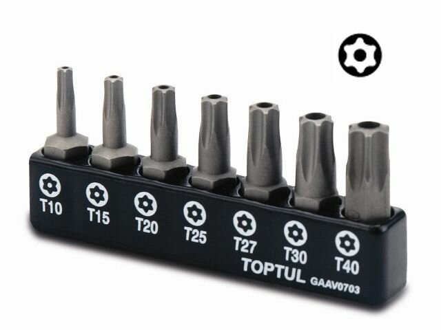 Набор бит TORX с отверстием Т10-Т40 7шт. TOPTUL (GAAV0703)