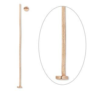 Пины со шляпкой, 50х0.812мм, базовый материал - медь, яркая медь, 20 шт.