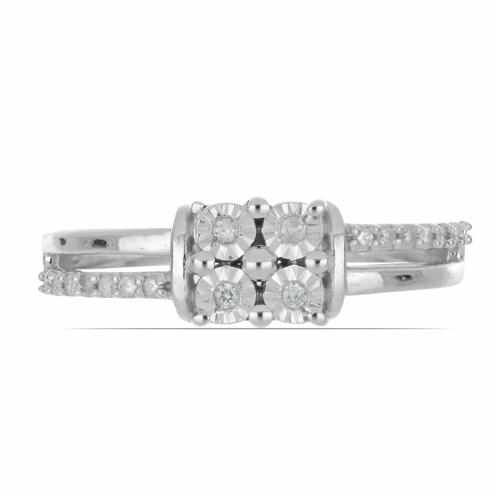 Кольцо тонкое, серебро, 925 проба, родирование, бриллиант