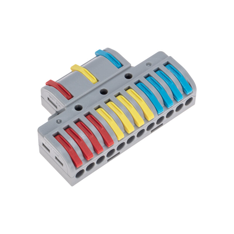 Клемма СМК 3х4 проходная разветвительная 3 полюса, с монтажной площадкой (1 ввод, 4 вывода на полюс) (1шт) REXANT