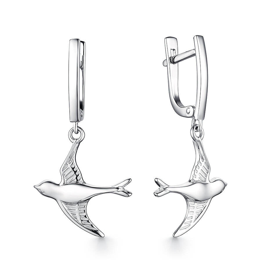 Серьги, серебро, 925 проба, родирование