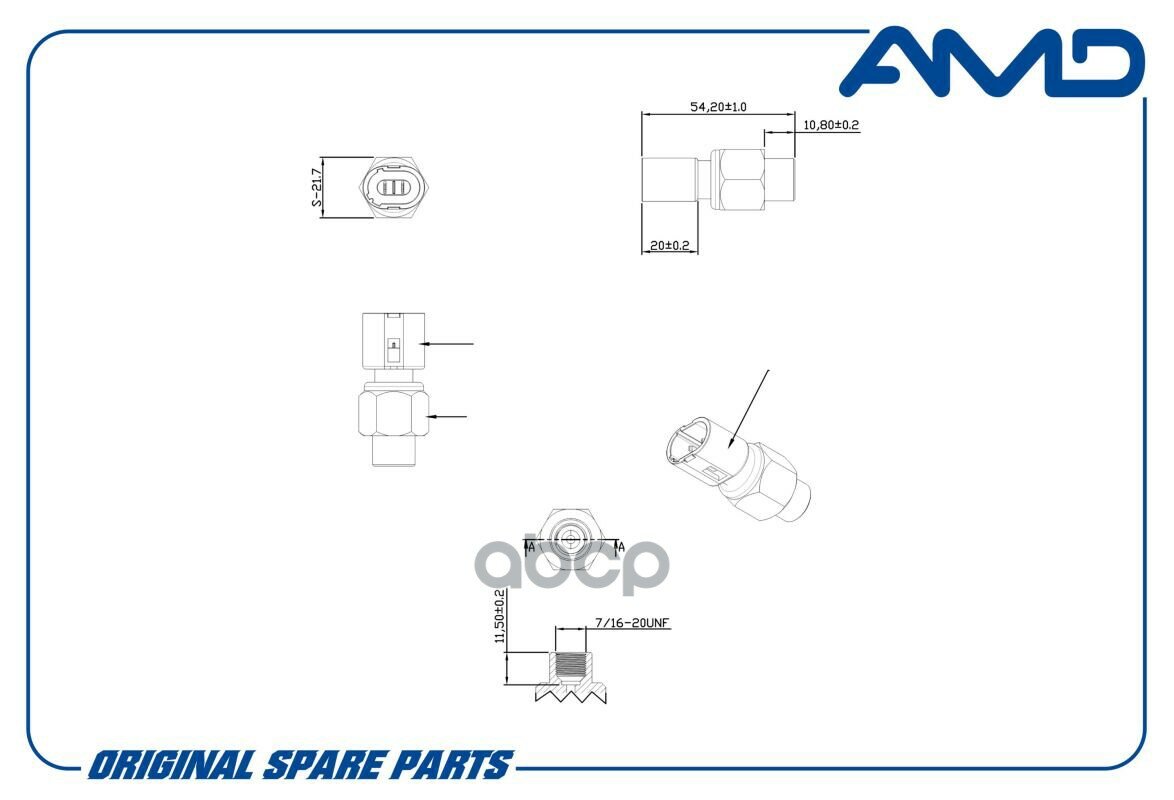 AMD AMD. SEN274 (AMDSEN274) датчик давл. жид. гур Renault (Рено) (logan ls) (2004-2015) (sandero bs0) (2009-2014) (sandero stepway
