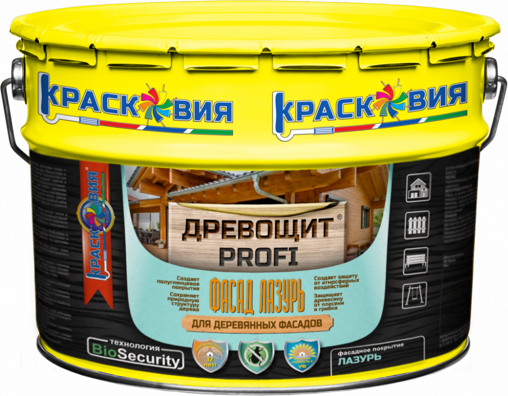 Лазурь для Дерева Красковия Древощит Profi "Фасад Лазурь" 8кг Тик с Защитой от Плесени и Грибка.