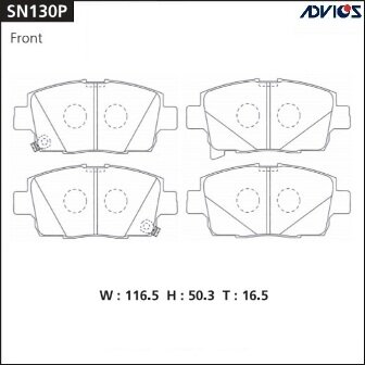 ADVICS SN-130P Колодки TOYOTA Corolla 120 (2000-2006) передние