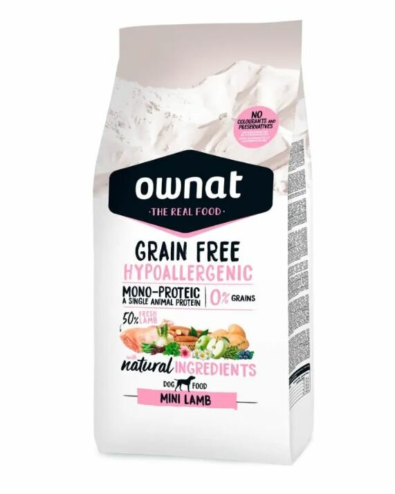 Ownat Grain Free Hypo Сухой корм гипоаллергенный для собак мелких пород, с ягненком, 1 кг