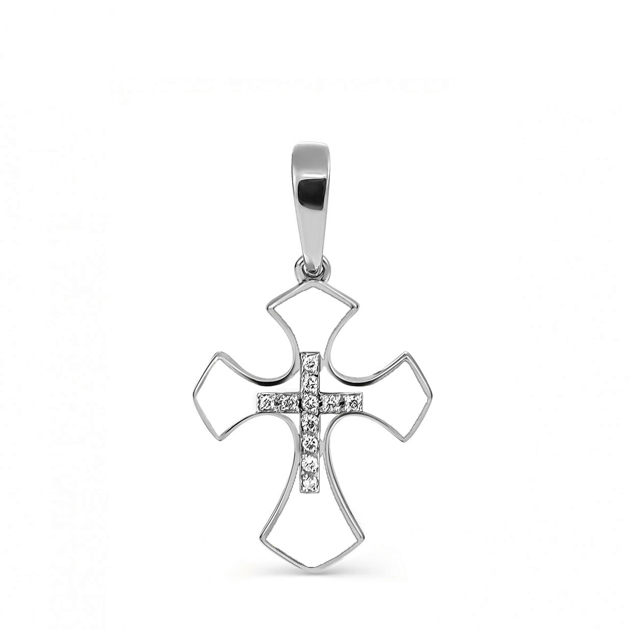 Крестик, серебро, 925 проба, фианит