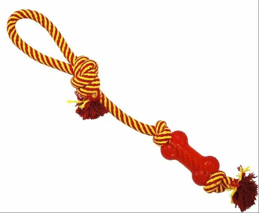 Игрушка N1 Грейфер веревка плетеная с косточкой и ручкой для собак ГР867, 46см