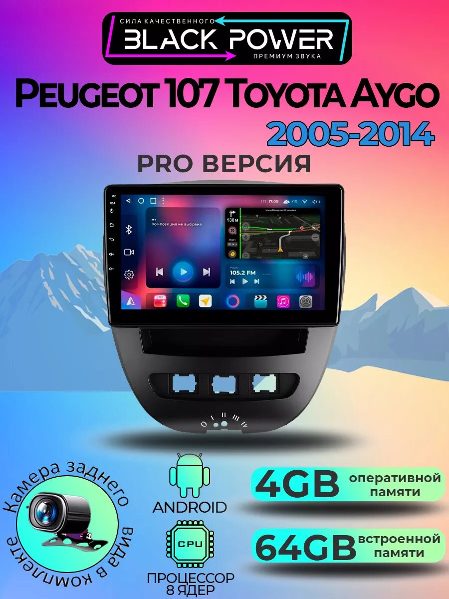 Магнитола TS18PRO Peugeot 107 Aygo 2005-2014 4ГБ+64ГБ